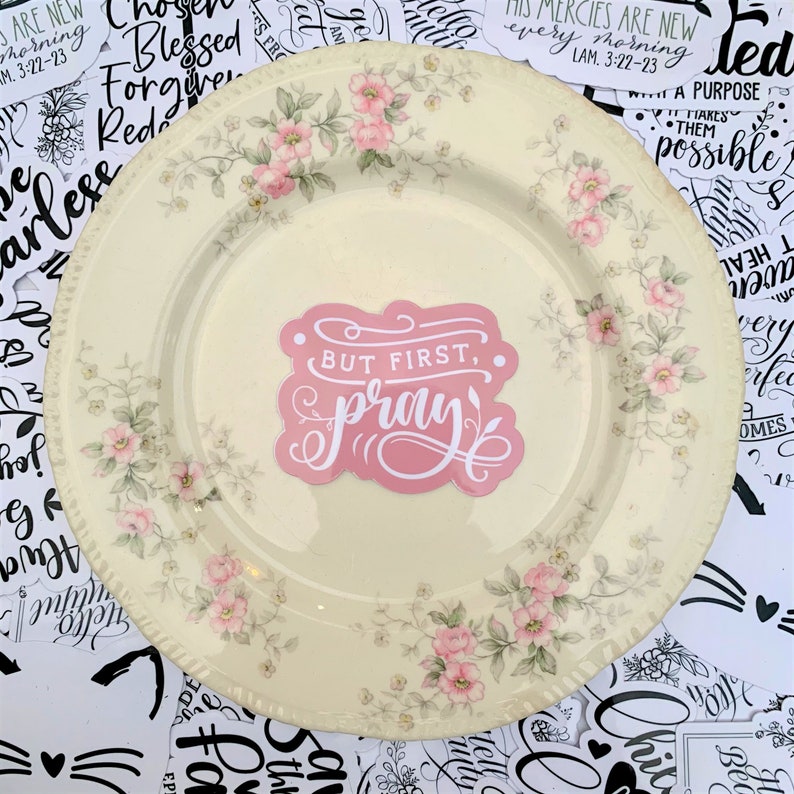 But First Pray | Bible Verse Sticker | Hand Lettering Quote | Christian ...