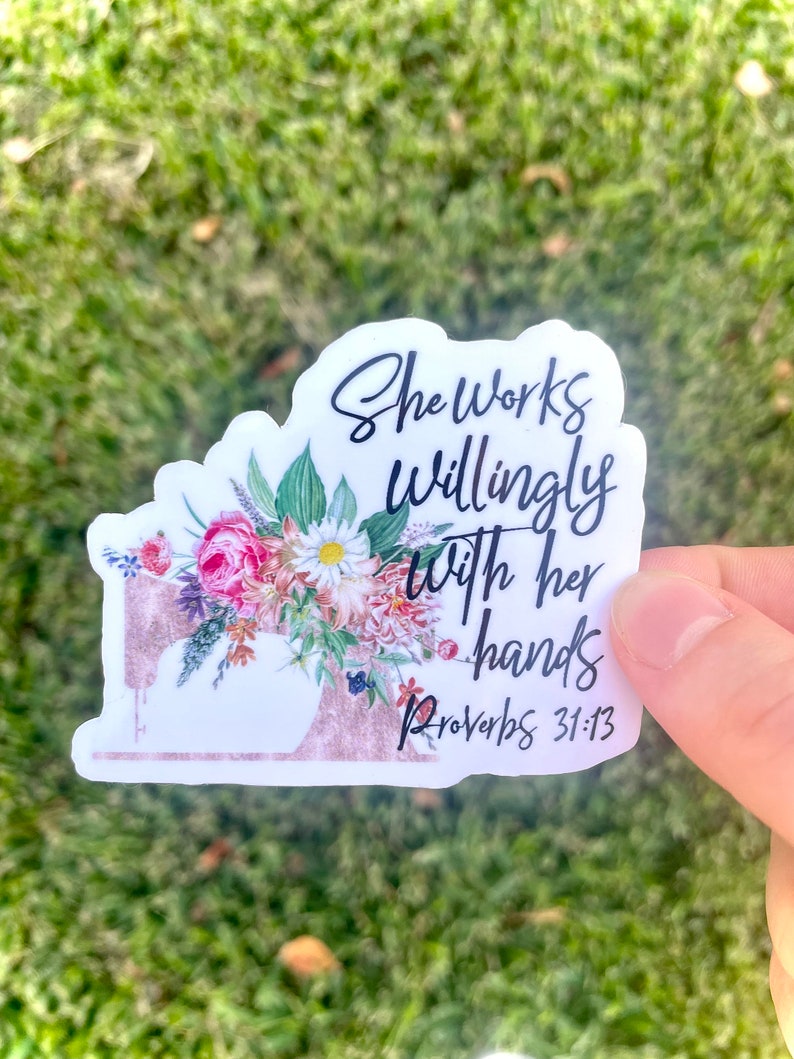 Sewing Machine Sticker | Proverbs 31:13 Sticker | Christian Sticker ...