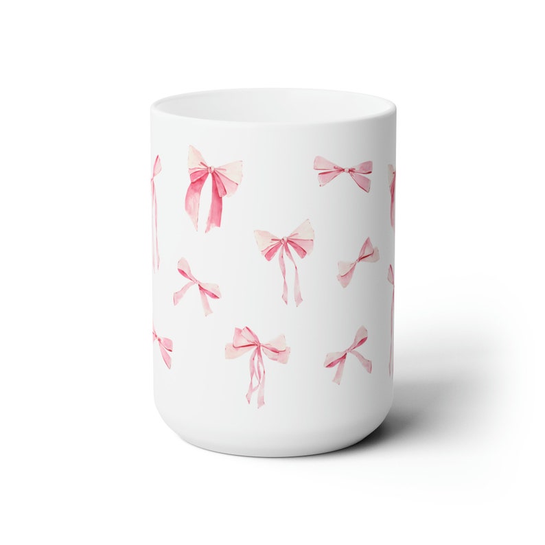 Pink Bows 15oz Mug, Coquette Coffee Cup, Chic Cute Balletcore Mug Gift ...