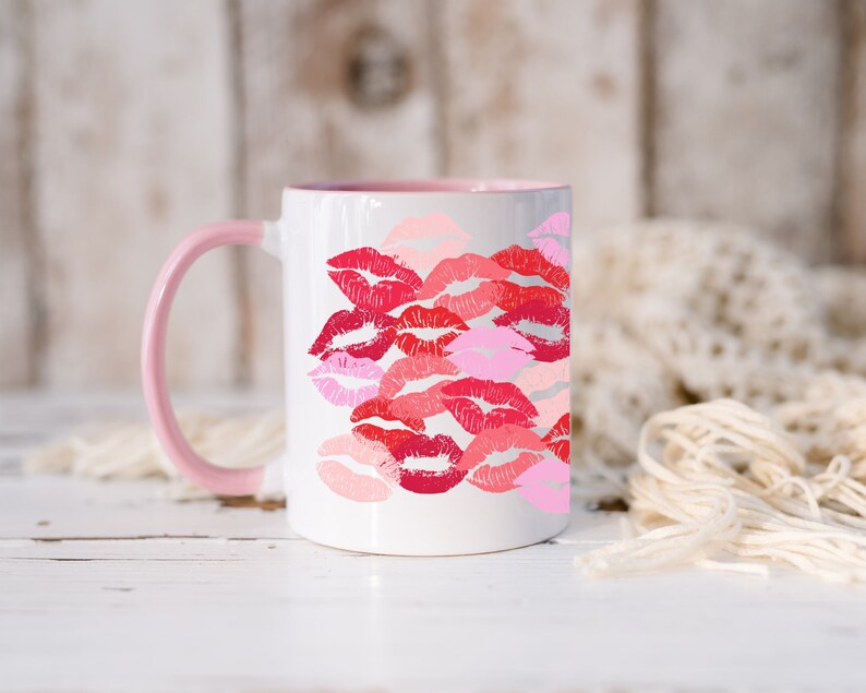 Sabrina Carpenter Themed Mug, Kiss Me Bestie Mugs, Red and Pink ...