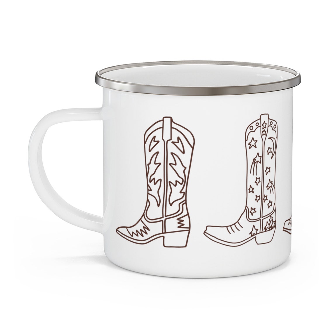 Cowboy Boots Enamel Mug, Wraparound Cowgirl Print, Cowgirl Gifts ...
