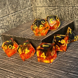 Standard Dnd Dice Set Captured Fireball D20, D12, D10, D10percent, D8 ...