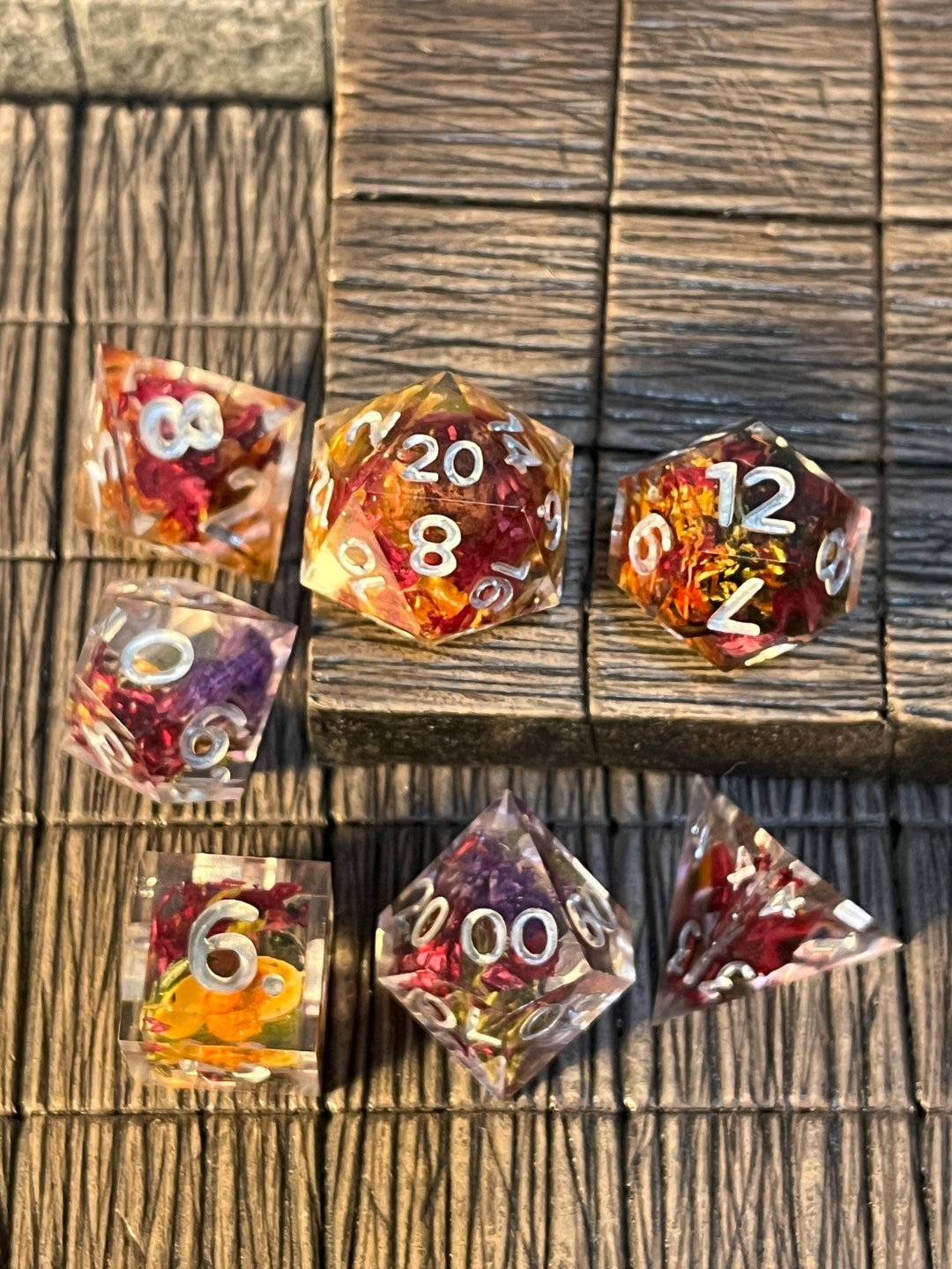 Standard Dnd Dice Set Dried Flower Fey Druid Themed Dice - Etsy