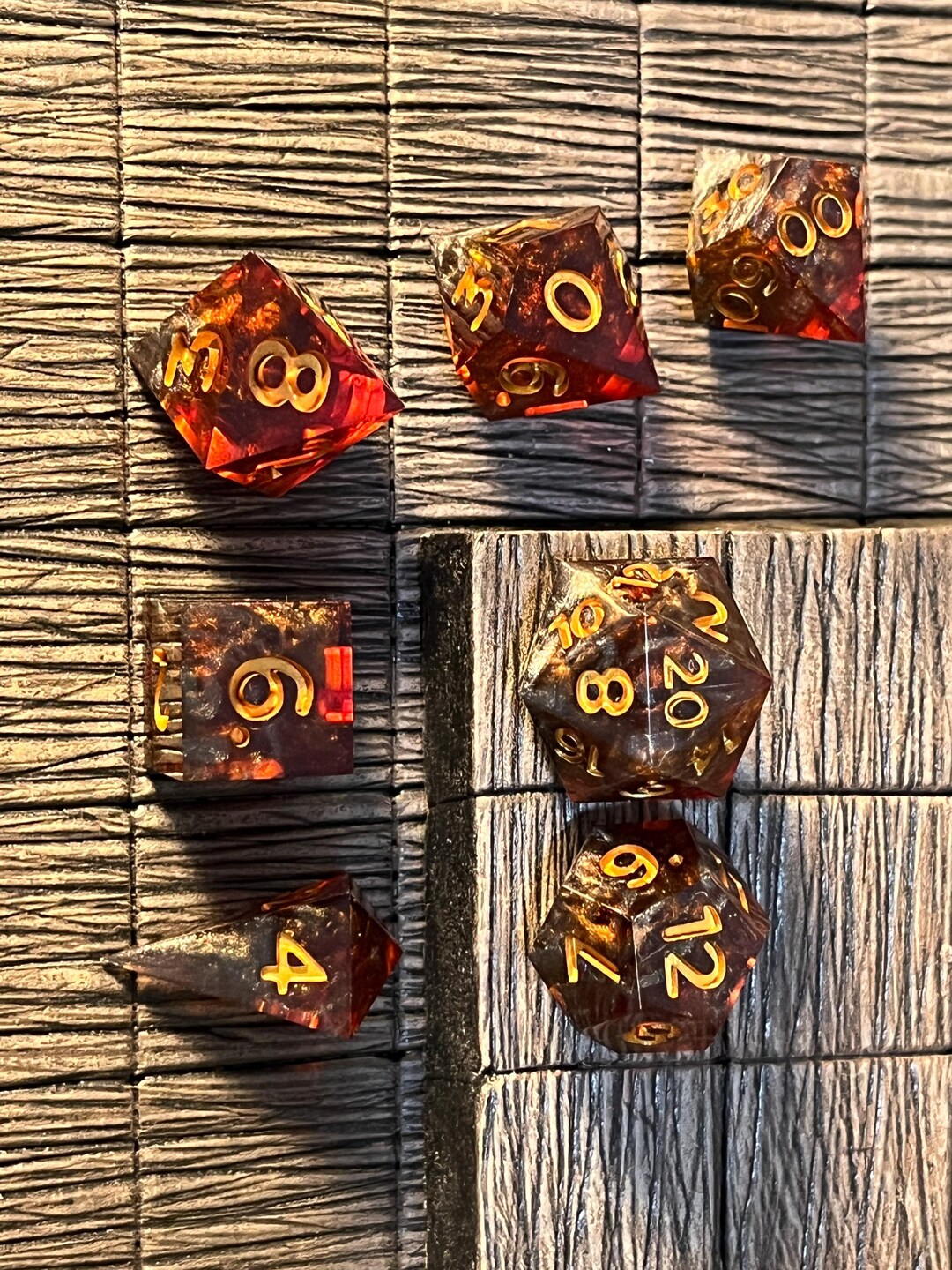 Standard Dnd Dice Set - FLAWED D12 - Captured Fireball - D20, D12, D10 ...