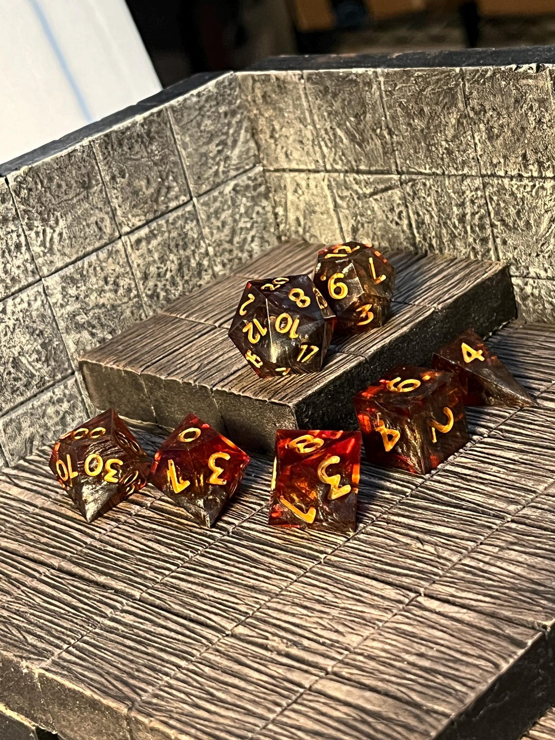 Standard Dnd Dice Set - FLAWED D12 - Captured Fireball - D20, D12, D10 ...