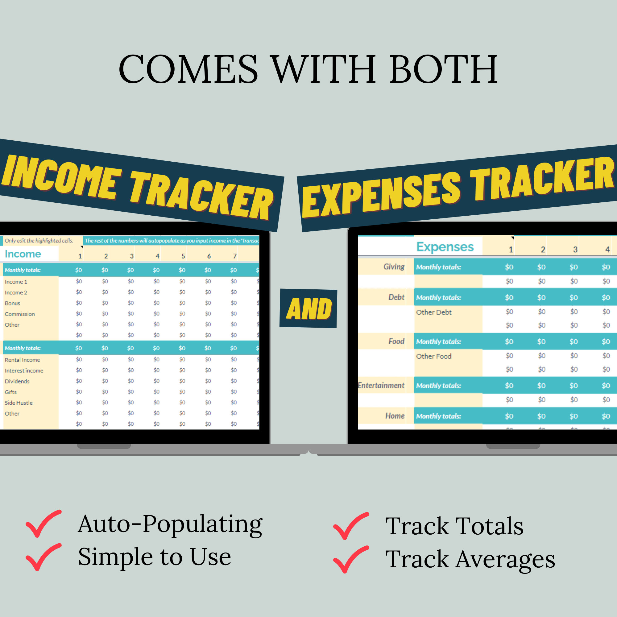ADVANCED Money Tracker Spreadsheets, Google Sheets, Instant Download ...