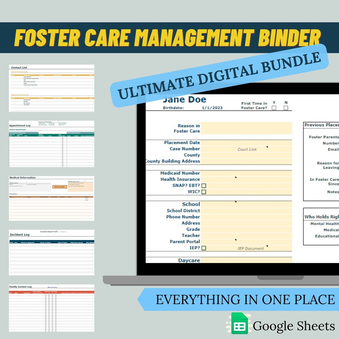 DIGITAL Foster Care Management Binder | Foster Care Management ...