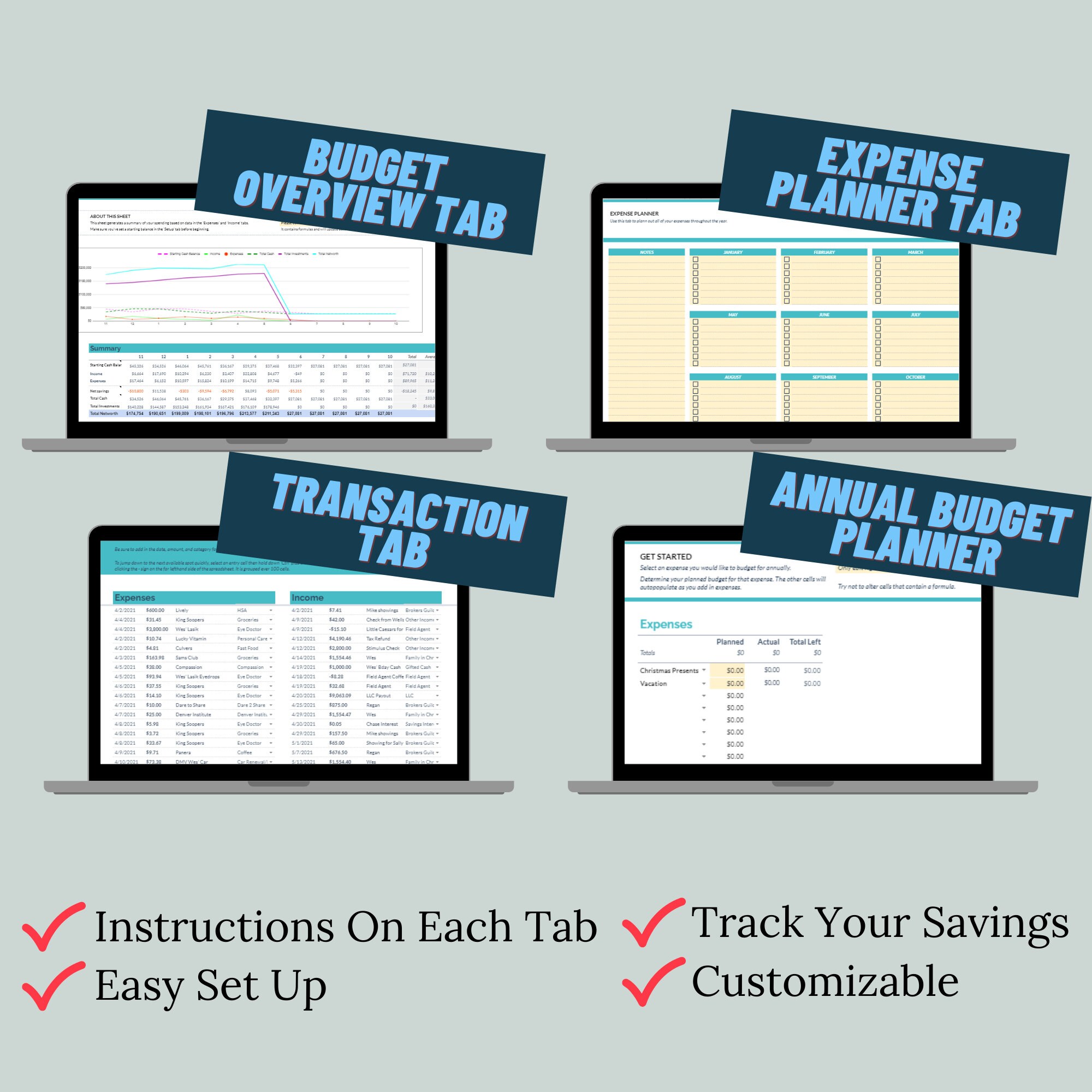 Super Simple Budget Spreadsheet With Tutorial Video, Monthly Budget ...