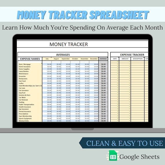 SIMPLE Money Tracker Spreadsheets Google Sheets Instant | Etsy