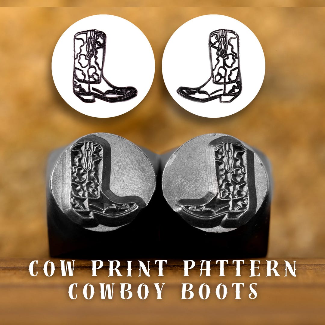 Metal Design Stamp Cow Print Pattern Cowboy Boots, Metal Stamping Punch ...