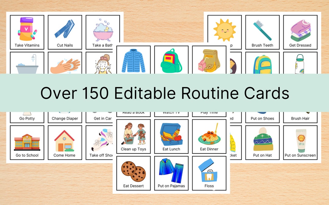Editable Kids Daily Routine Cards | Daily Visual Schedule | Chore Chart ...