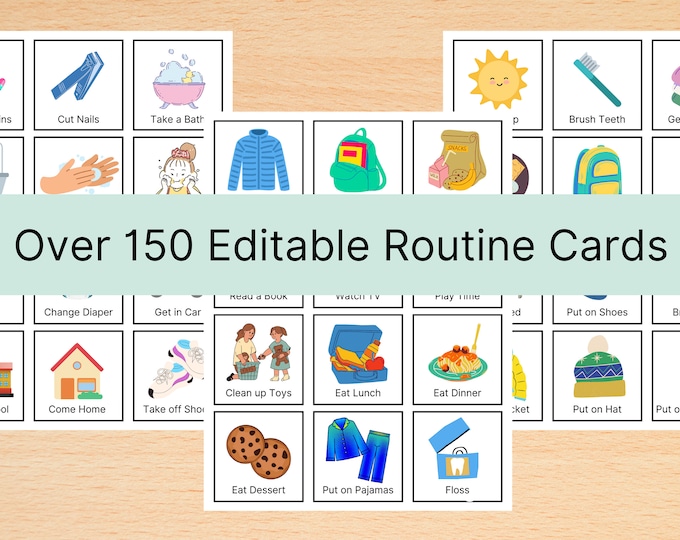 Editable Toddler Routine Chart Daily Routine Cards Visual Schedule for ...