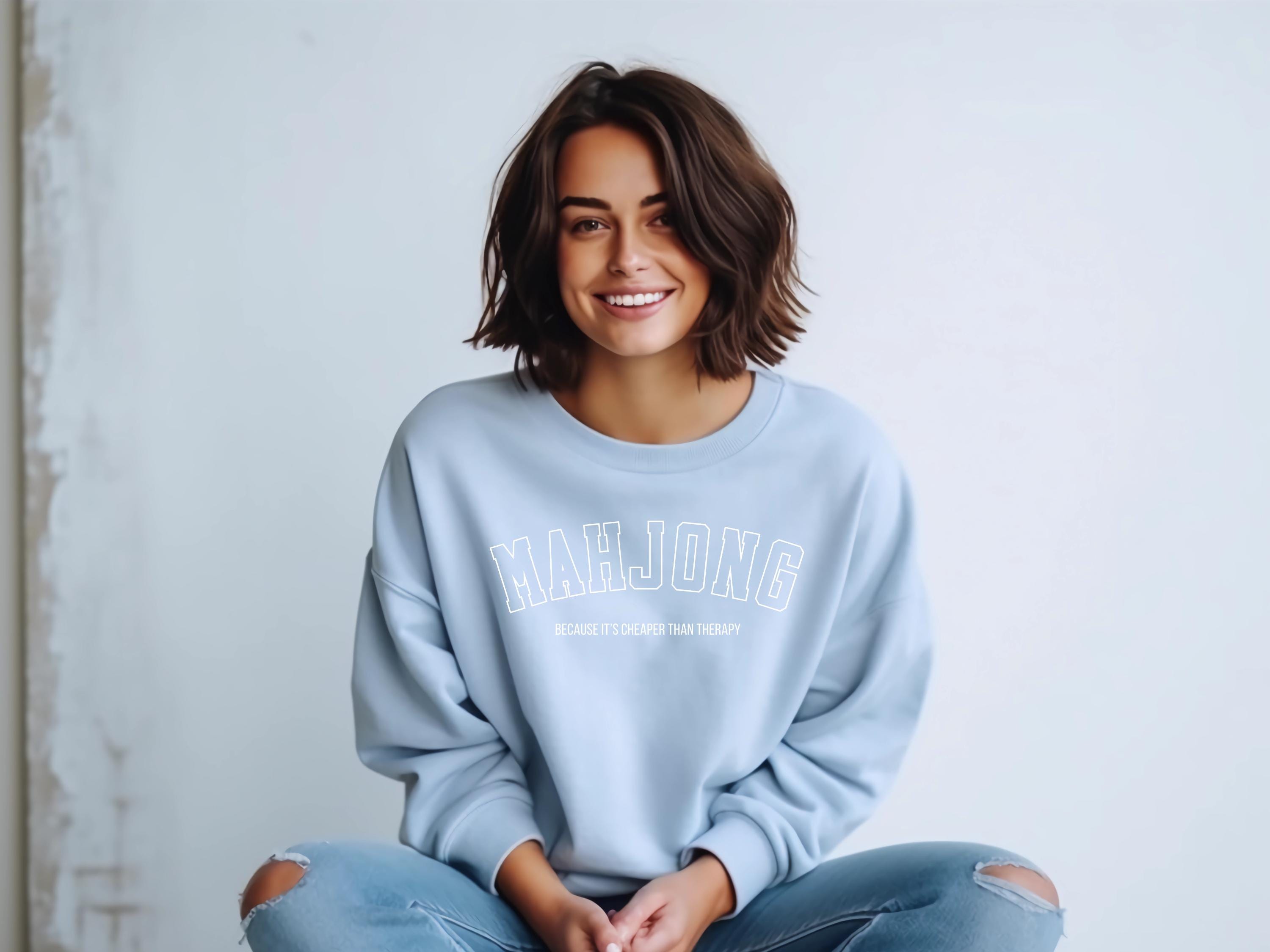 Mahjong Sweatshirt, Mahj Lover, Mahjong Gifts, Cheaper Than Therapy ...