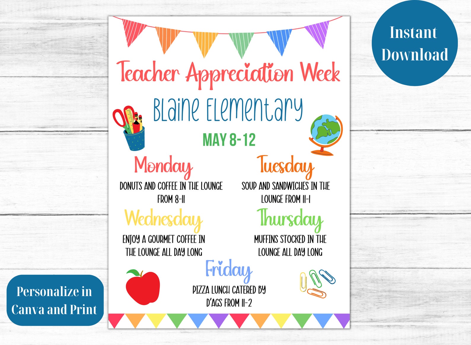 EDITABLE Teacher Appreciation Week Flyer, School Staff Appreciation ...