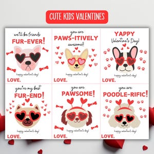 Printable Dog Valentine Cards, Classroom Valentines Day Cards, Kids ...