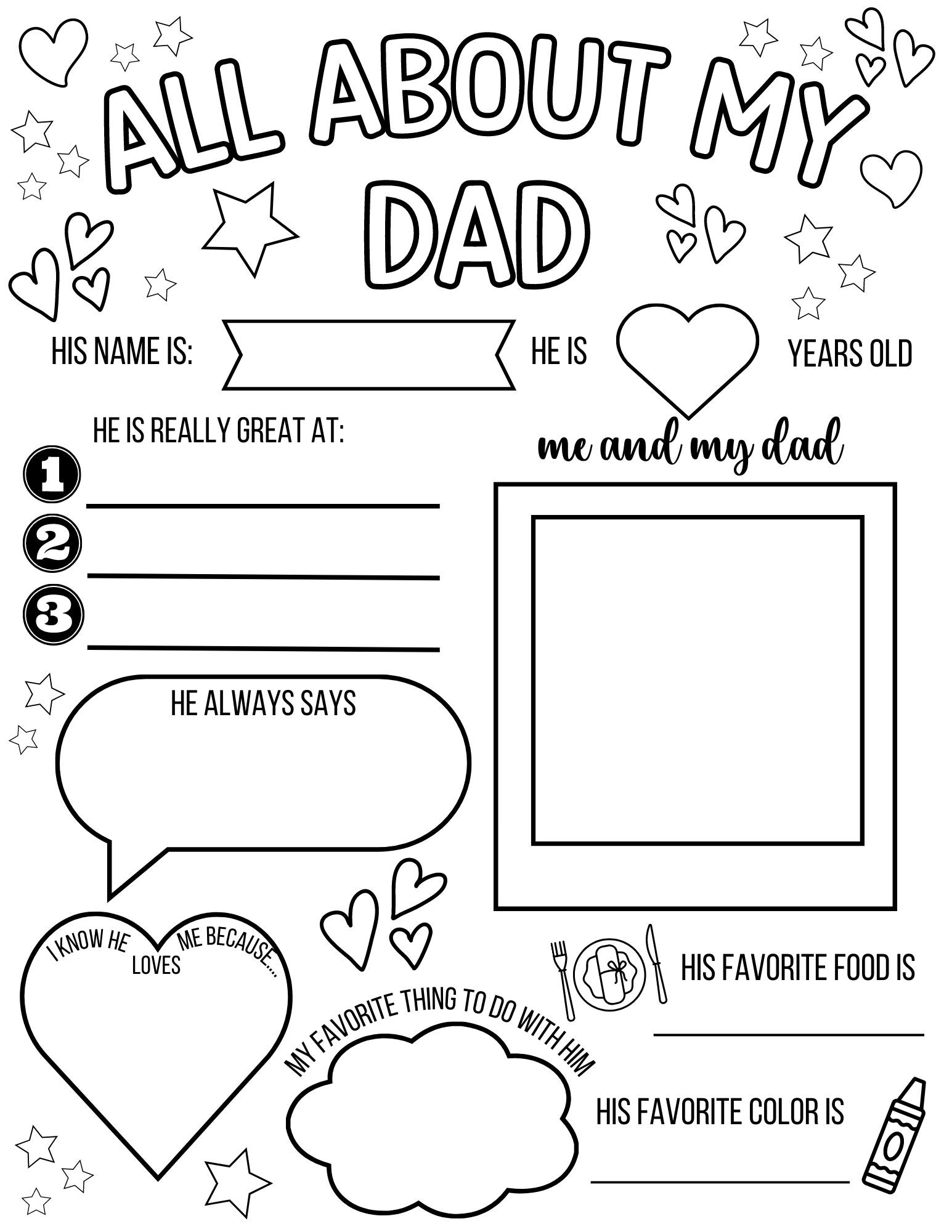 All About My Dad Questionnaire, All About My Daddy, Step-dad Fathers ...