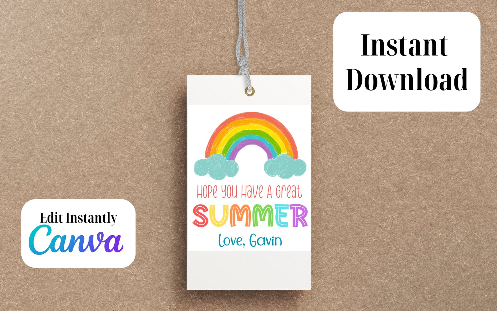 End of School Year Tags Rainbow Gift Tags, Teacher Thank You, Last Day ...