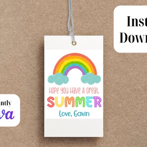 End of School Year Tags Rainbow Gift Tags, Teacher Thank You, Last Day ...
