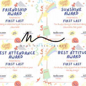 Editable Classroom Awards, Customizable End of Year Student ...