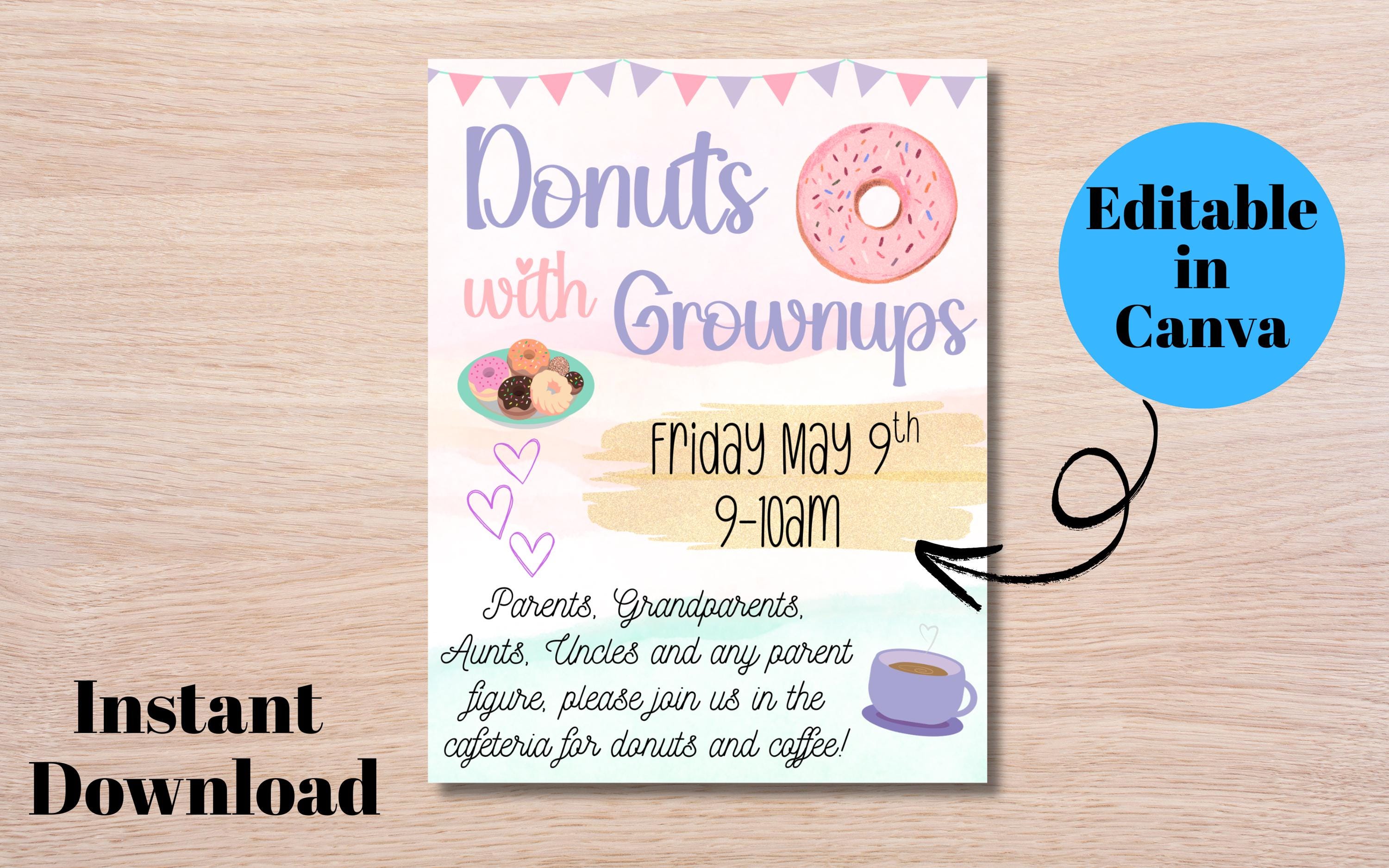 Donuts With Grownups Template - Donuts With Grownups Flyer - Donuts ...