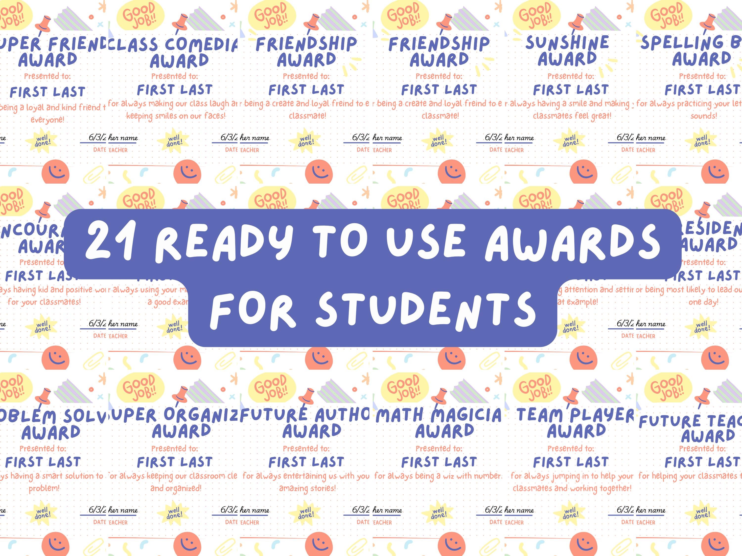 Editable Classroom Awards, Customizable End of Year Student ...