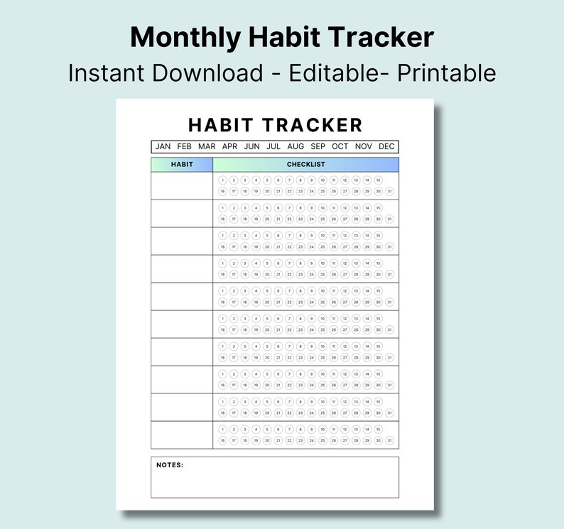 Minimalistic Daily Habit Tracker Printable/everyday Habit Tracker ...