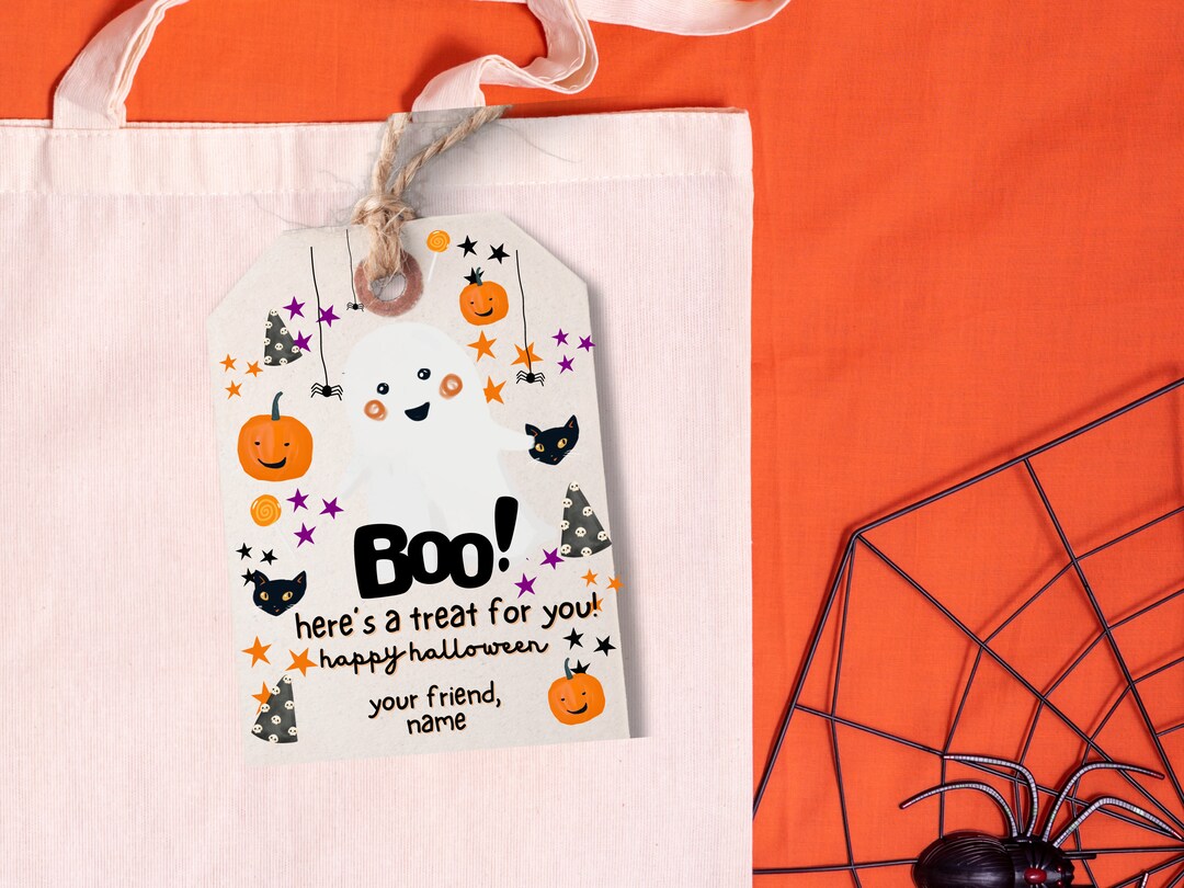 EDITABLE Halloween Gift Tag, Halloween Favor Tag, Trick or Treat Favor ...