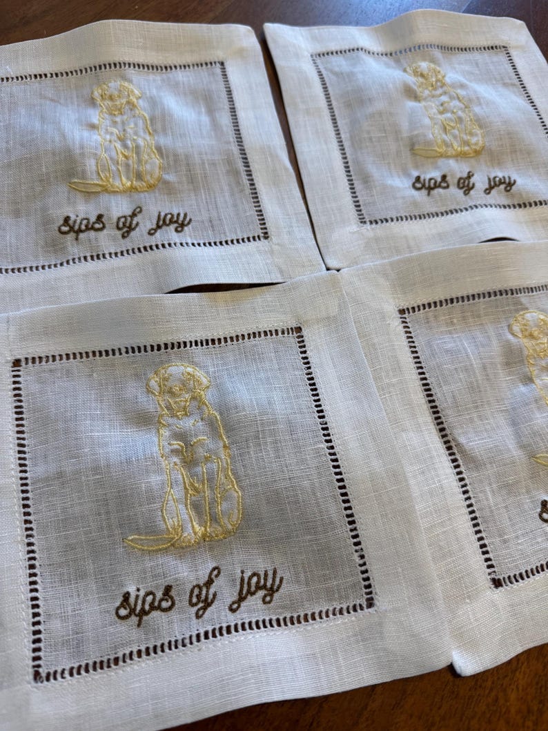 Custom Yellow Labrador Illustrated Dog Cocktail Napkins - Labrador Gift ...