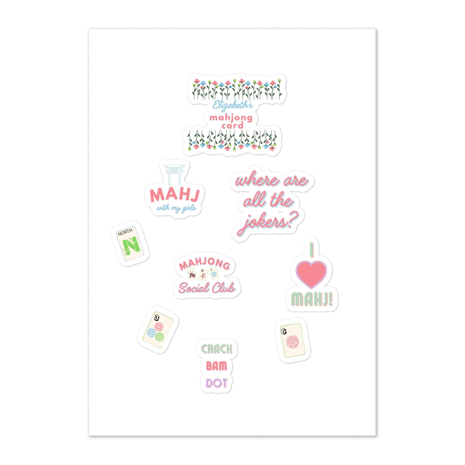 Mahjong Stickers, Kiss Cut Mahjong Stickers, Mahjong Card Sticker ...