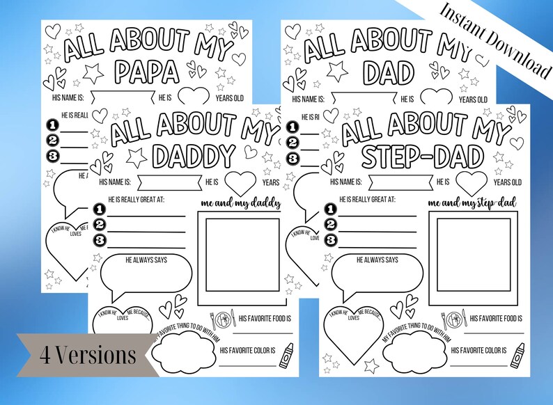 All About My Dad Questionnaire, All About My Daddy, Step-dad Fathers ...