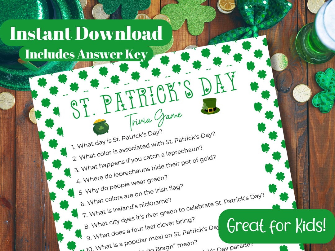 St. Patrick's Day Trivia Game - Printable St. Patrick's Day Trivia ...