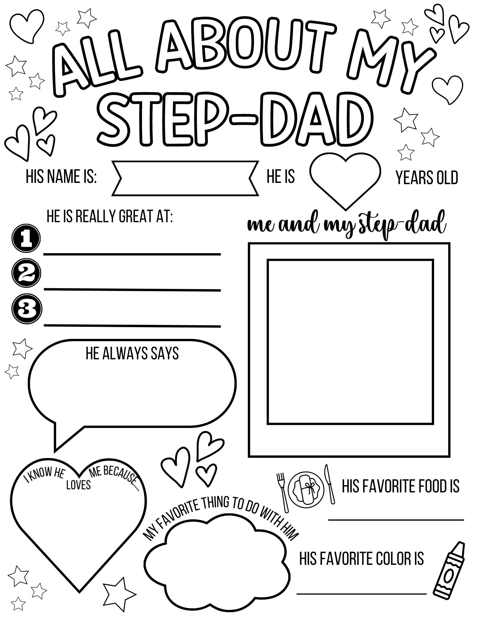 All About My Dad Questionnaire, All About My Daddy, Step-dad Fathers ...
