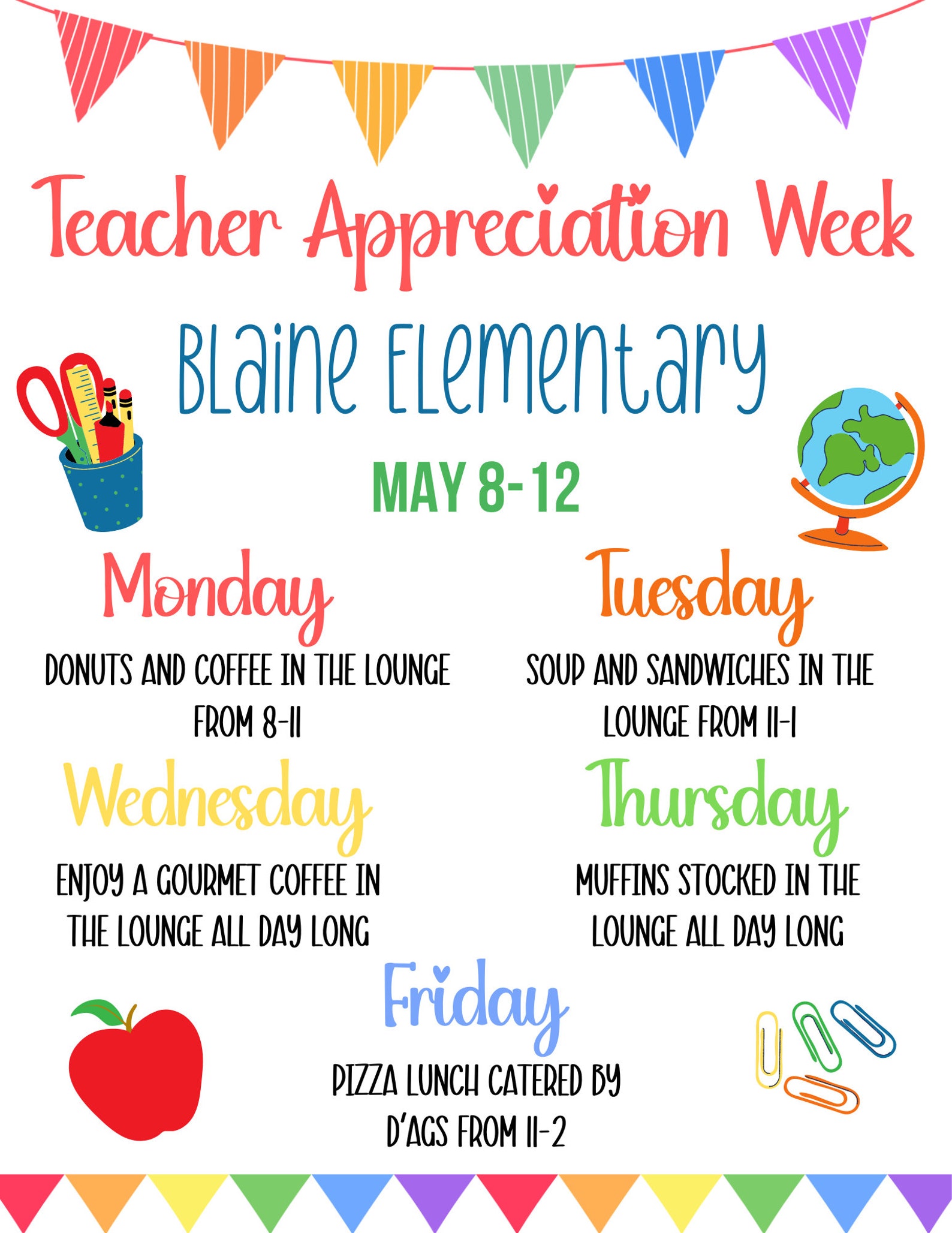 EDITABLE Teacher Appreciation Week Flyer, School Staff Appreciation ...