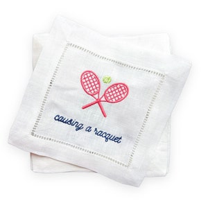 Funny Embroidered Cocktail Napkins (tennis Cocktail Napkins) - Etsy