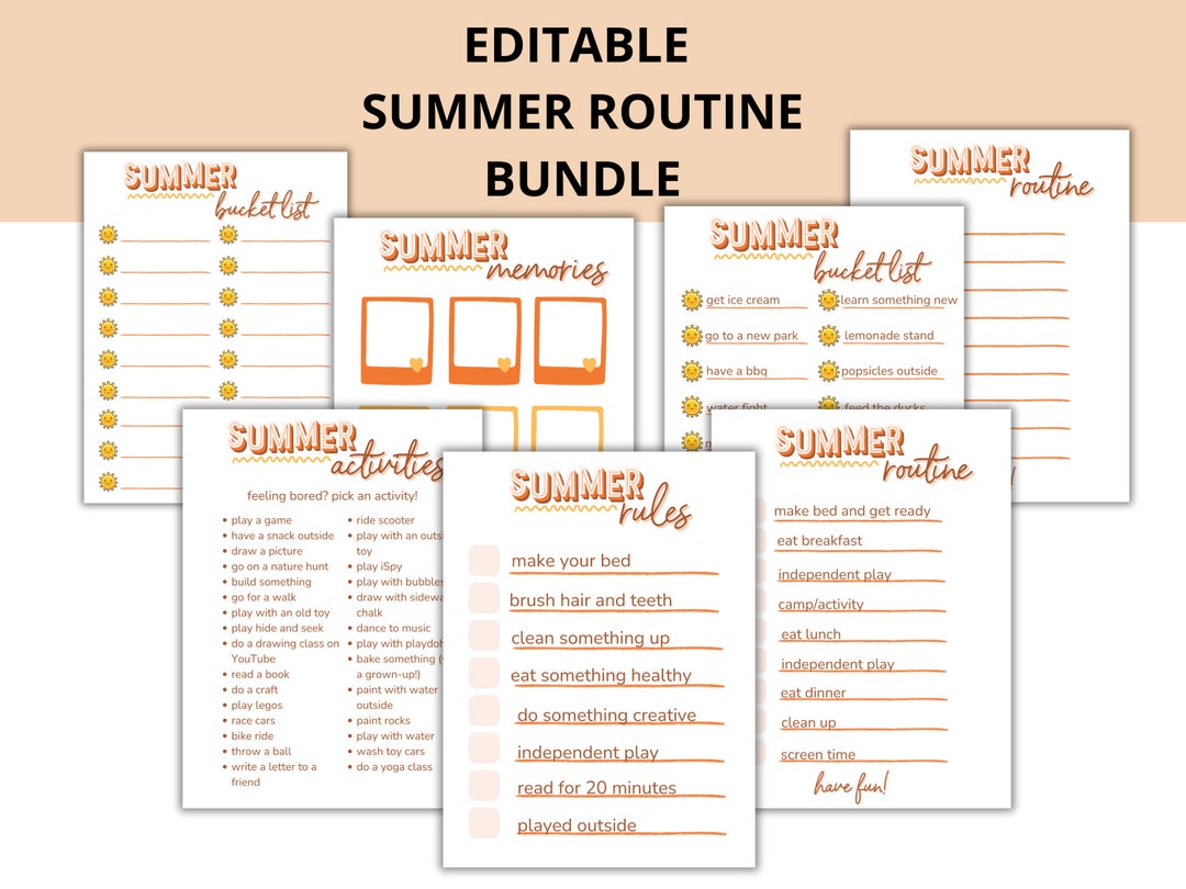 EDITABLE Summer Planner 2024 for Kids Printable,editable Summer Rules ...