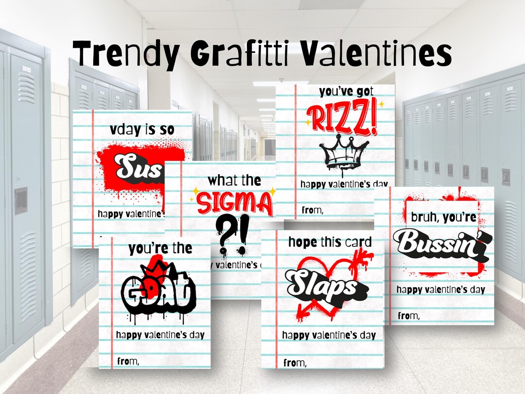 Funny Slang Valentine's Day Cards for Kids, Printable Classroom ...