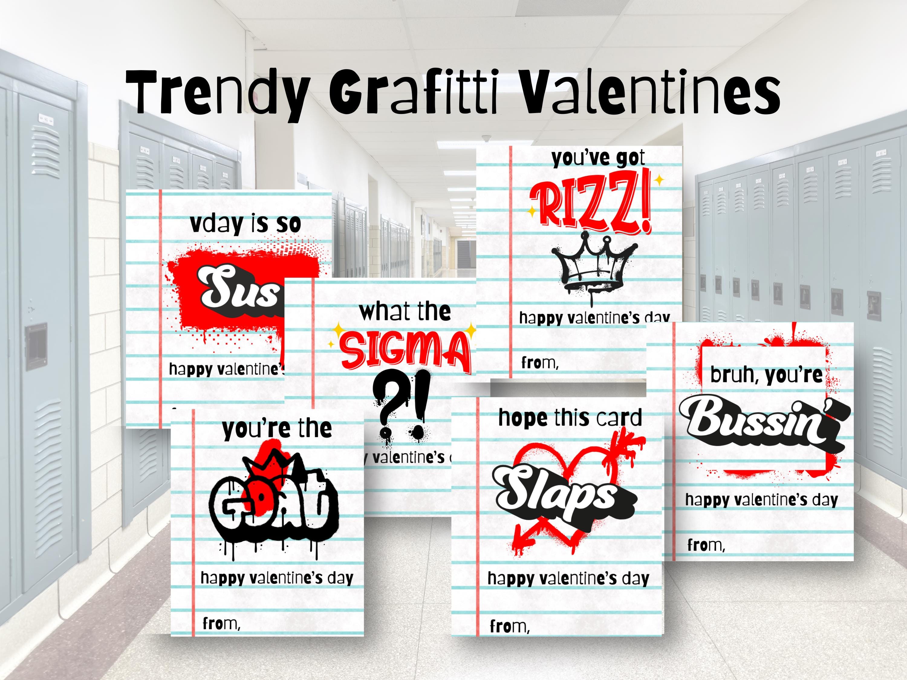 Funny Slang Valentine's Day Cards for Kids, Printable Classroom ...