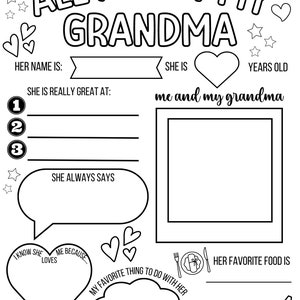 All About My Grandma Questionnaire, All About My Nana, Grandma Mothers ...