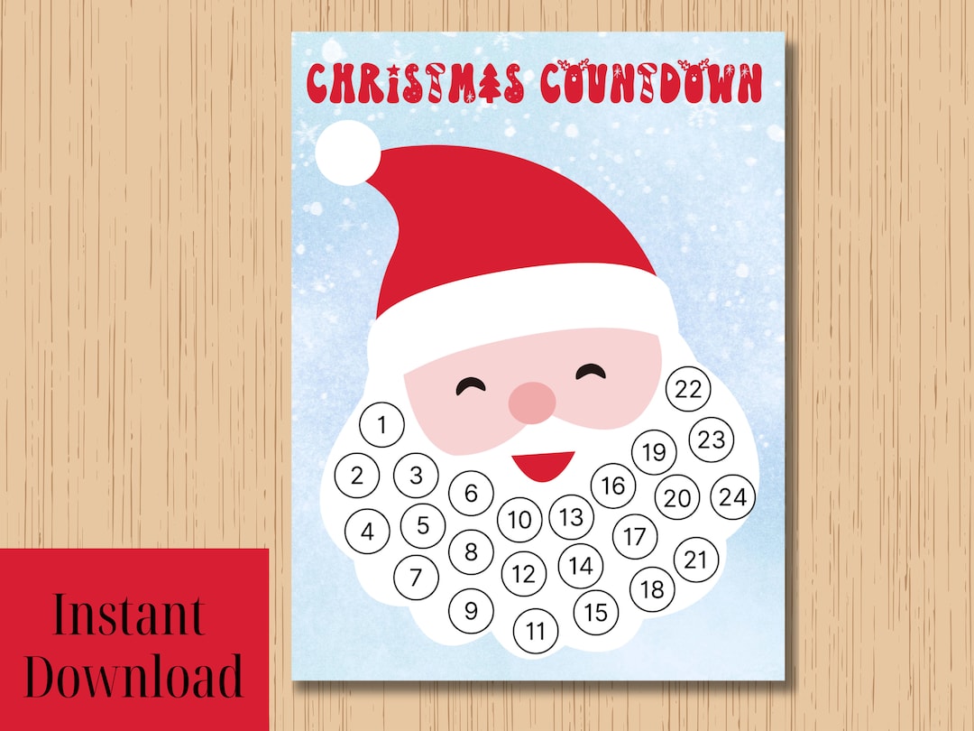 Christmas Printable Advent Calendar | Santa Beard | Countdown Calendar ...