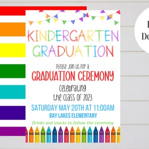 Editable Kindergarten Graduation Invitation, Kindergarten Party Invite ...