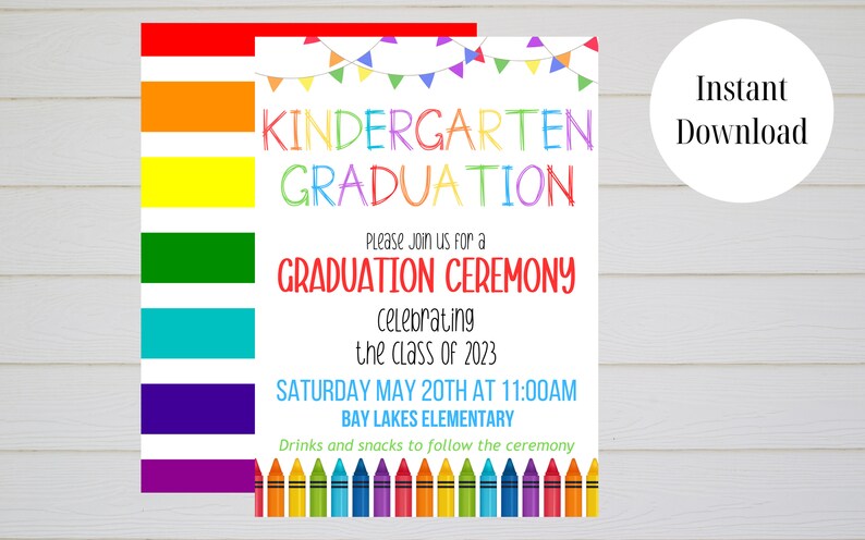 Editable Kindergarten Graduation Invitation, Kindergarten Party Invite ...
