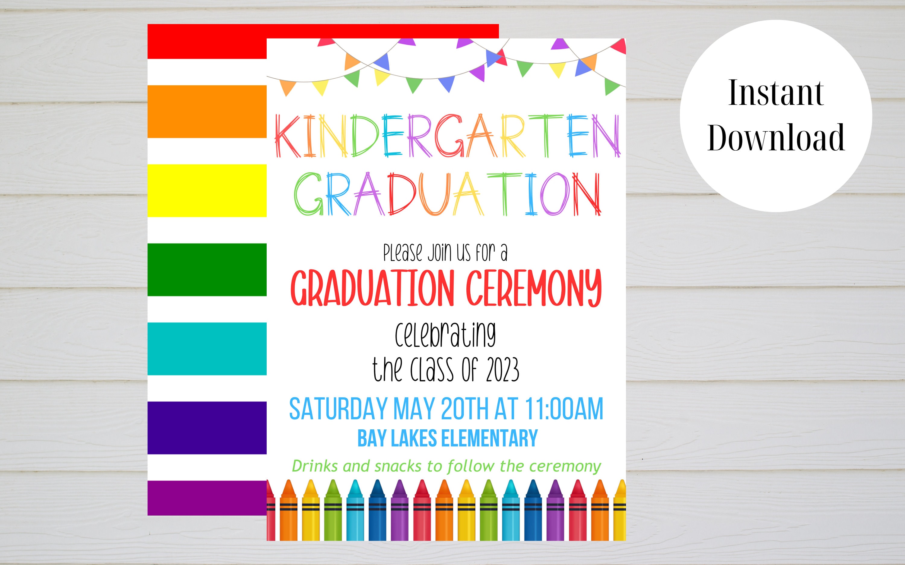 Editable Kindergarten Graduation Invitation Kindergarten - Etsy
