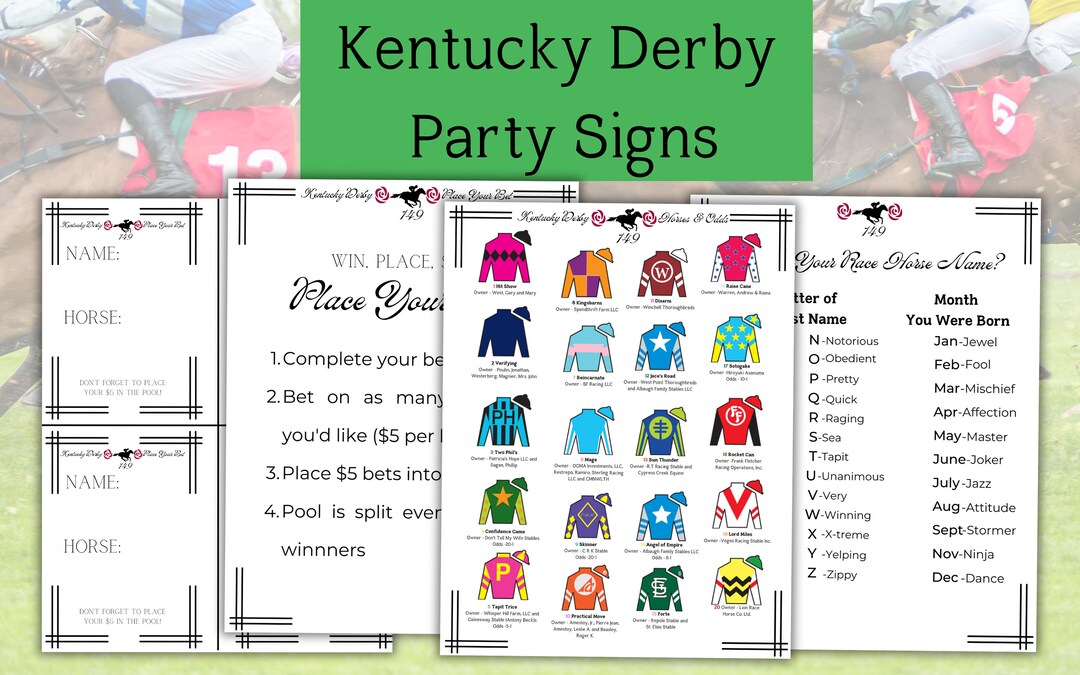 Kentucky Derby Party Signs, 2023 Kentucky Derby Horses, 2023 Kentucky ...