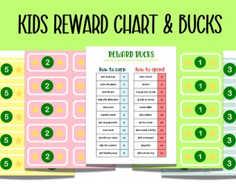Editable Kids Reward Bucks Printable Mom Bucks, PDF Reward System for ...