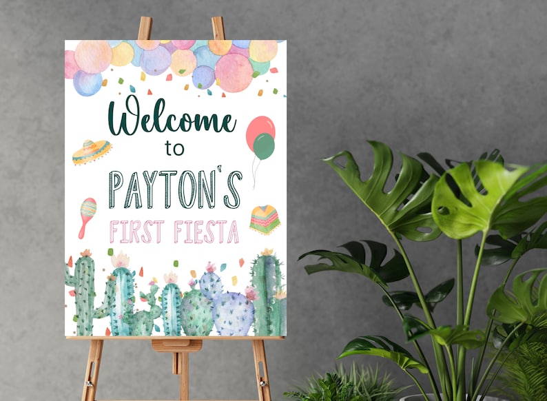 First Fiesta Welcome Sign, Editable Mexican First Fiesta Sign, Mexican ...