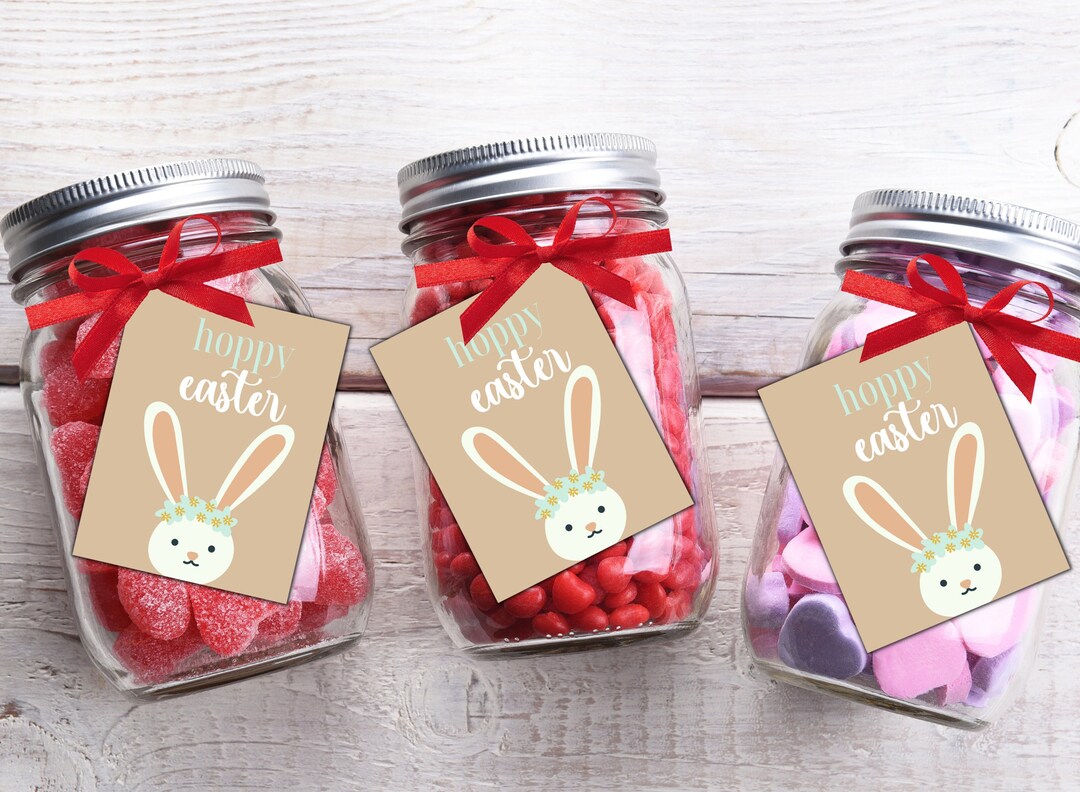 Happy Easter Gift Tag, Printable Easter Gift Tag, Square Easter Basket ...