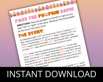 Pass the Pumpkin Game Halloween Printable, Left Right Game East ...