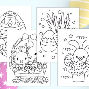 Easter Spring Coloring Page Set - Spring Kids Activity - Easter Party ...