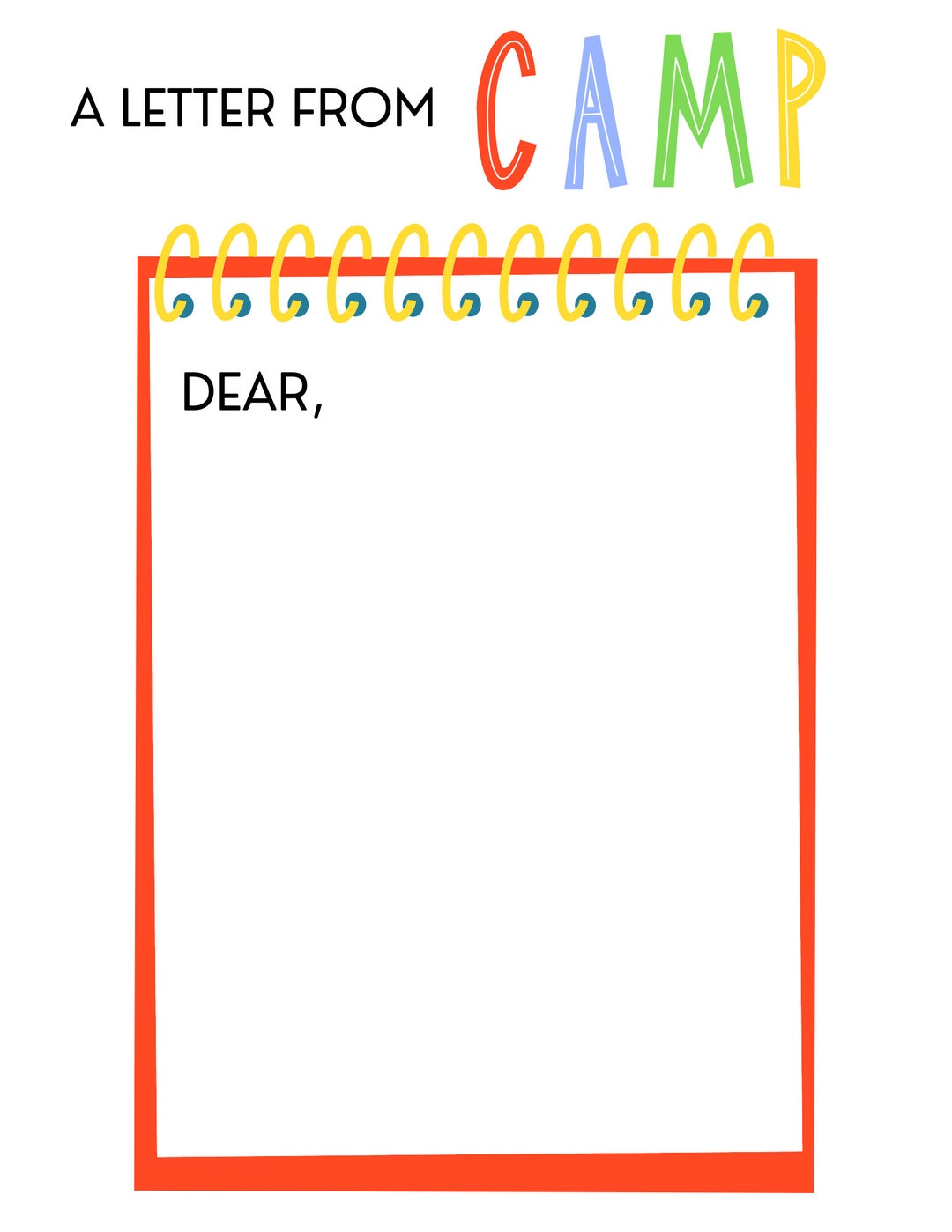 Letter From Camp, Summer Camp Stationery, Printable, Camp Postcard ...