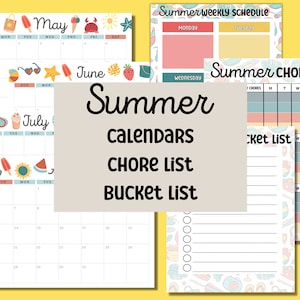 Summer Bucket List Calendar Schedule, Printable Summer Bucket List ...